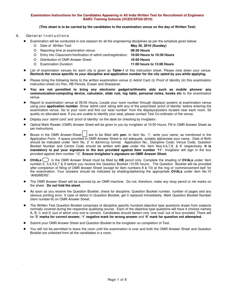 Exam Instructions | PDF | Test (Assessment)