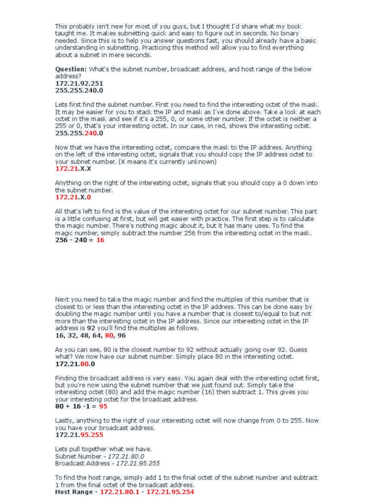 Question: What's The Subnet Number, Broadcast Address, and Host Range ...