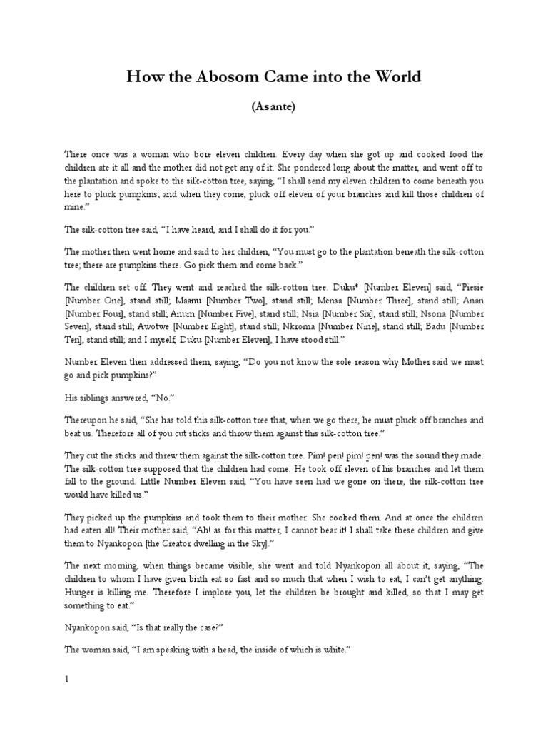 How The Abosom Came Into The World | PDF | Sky | Planets