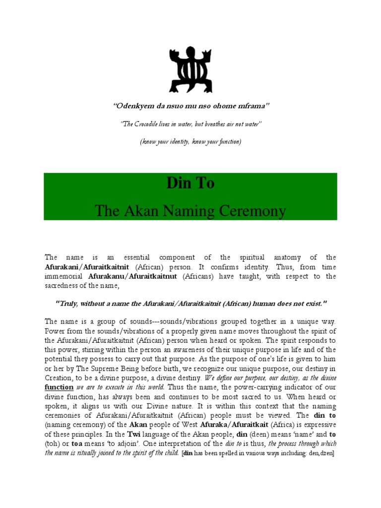 The Akan Naming Ceremony: Din To | PDF | Mother Goddess | God
