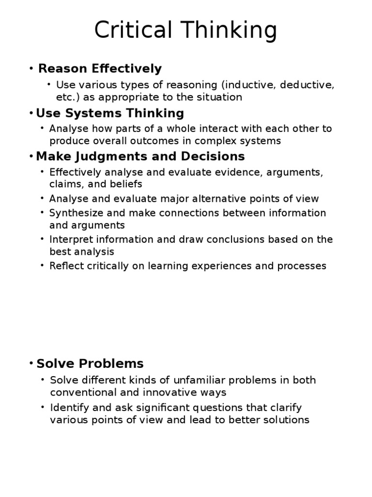 Critical Thinking: - Reason Effectively | PDF