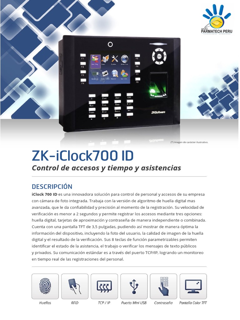 iClock 700: Control de Accesos y Asistencia | PDF | USB | Informática