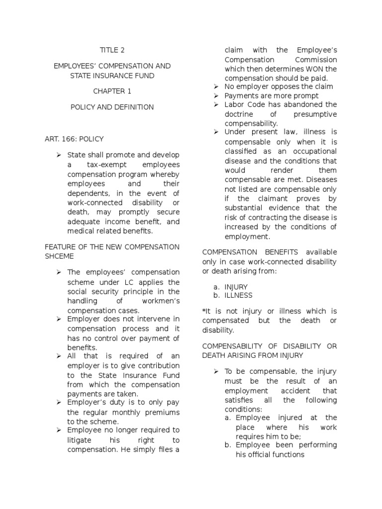 Title 2 Employees' Compensation and State Insurance Fund Chapter 1 ...