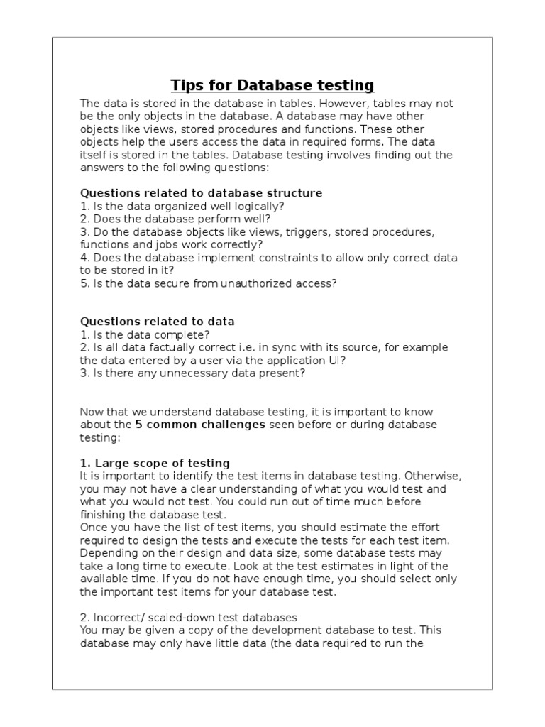 Tips For Database Testing: Questions Related To Database Structure ...