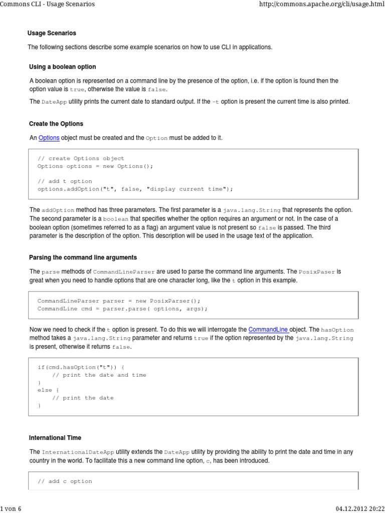 Apache Comons Cli Pdf Command Line Interface Parsing