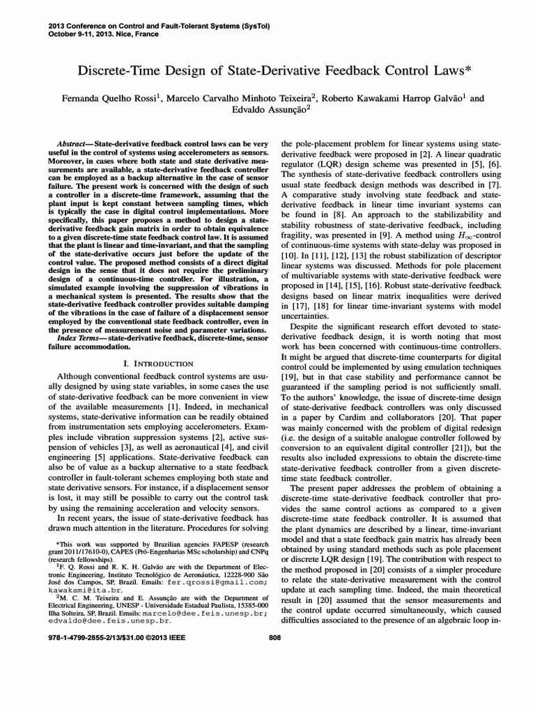2013 - Discrete-Time Design of State-Derivative Feedback Control Laws ...