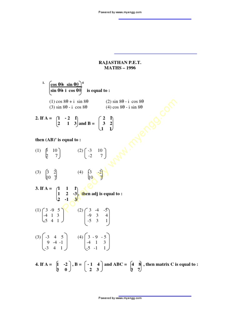 RPET 2009 Mathematics 4 | PDF | Line (Geometry) | Triangle