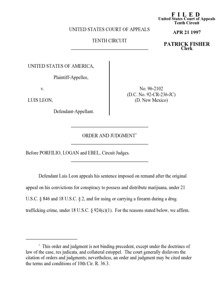 United States v. Leon, 10th Cir. (1997) | PDF | Standard Of Review ...