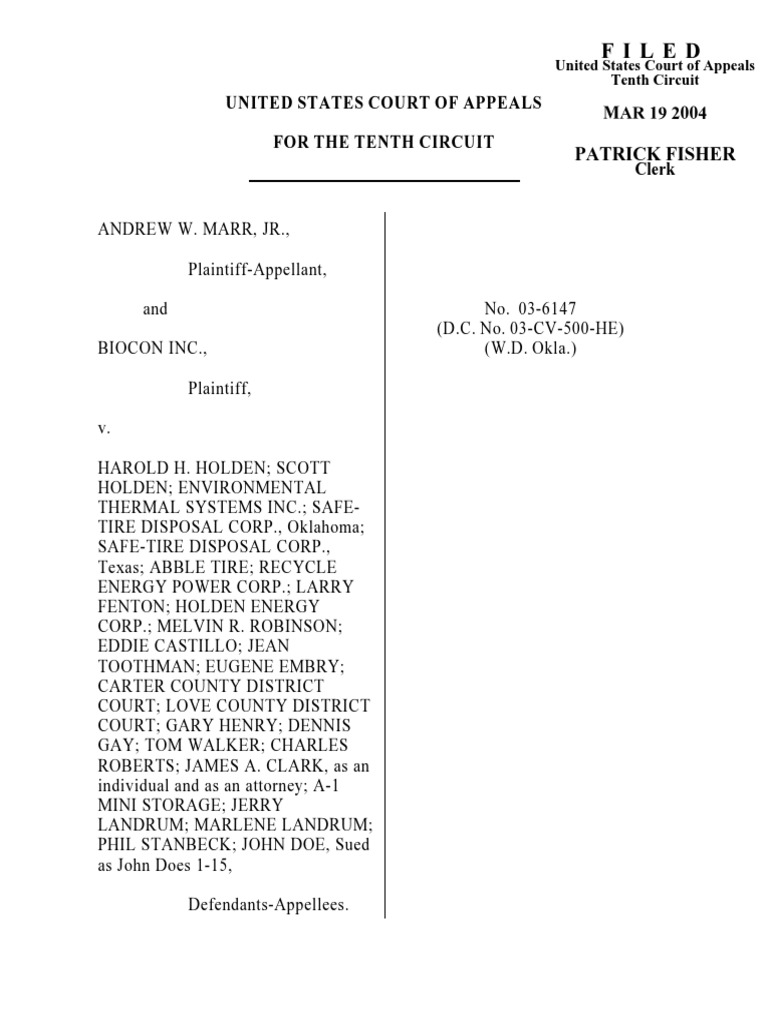 Marr v. Holden, 10th Cir. (2004) | PDF | United States District Court ...