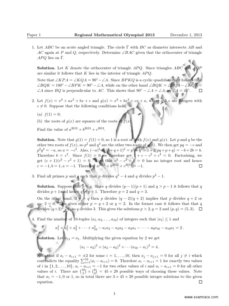 RMO Solved Paper | Download Free PDF | Triangle | Polynomial