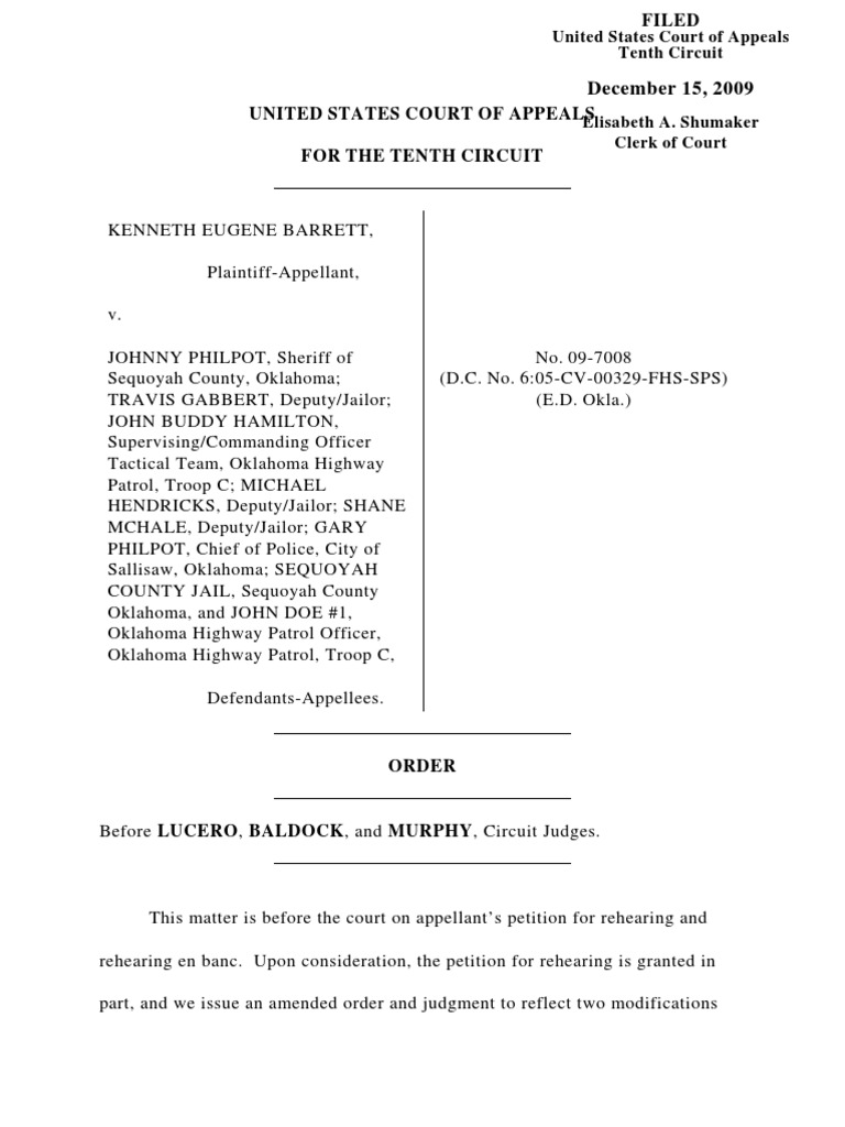 Barrett v. Philpot, 10th Cir. (2009) | PDF | Summary Judgment ...