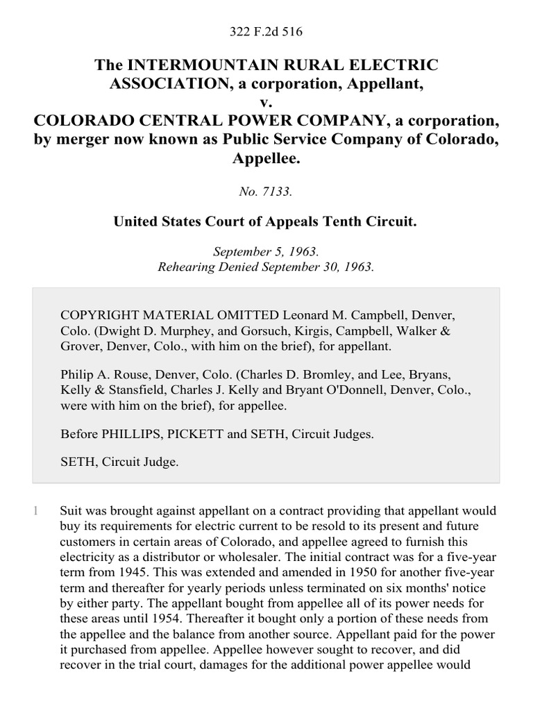 The Intermountain Rural Electric Association, A Corporation v. Colorado ...