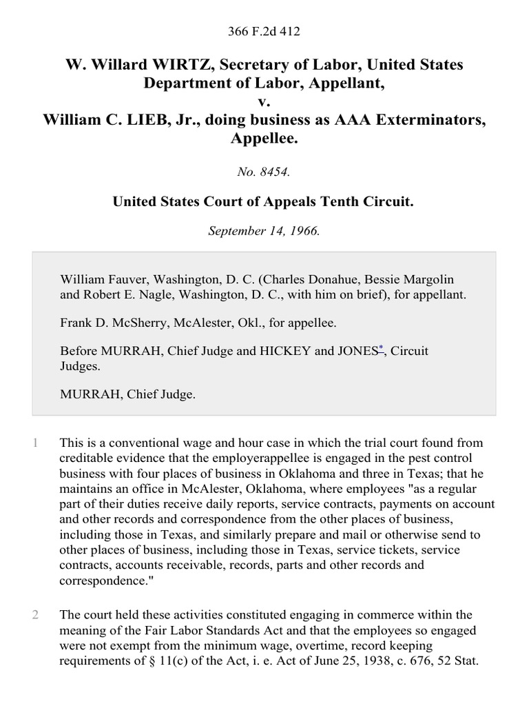 W. Willard Wirtz, Secretary of Labor, United States Department of Labor ...