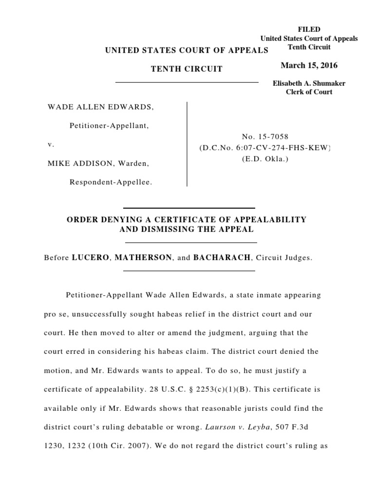 Edwards v. Addison, 10th Cir. (2016) | PDF