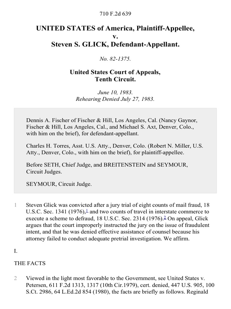 United States v. Steven S. Glick, 710 F.2d 639, 10th Cir. (1983) | PDF ...