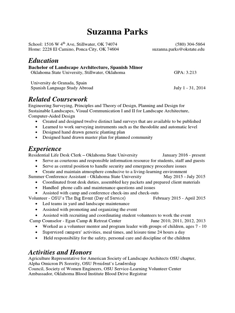 Suzanna Parks - Resume 2016 Editing 1 | PDF