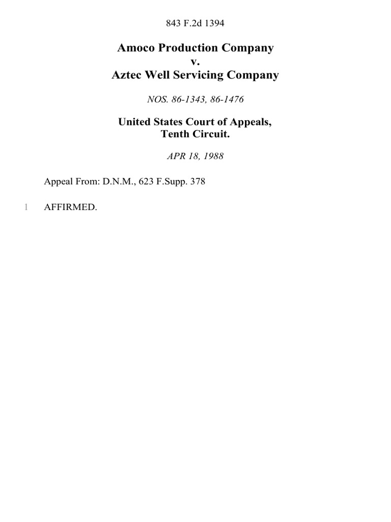 Amoco Production Company v. Aztec Well Servicing Company, 843 F.2d 1394 ...