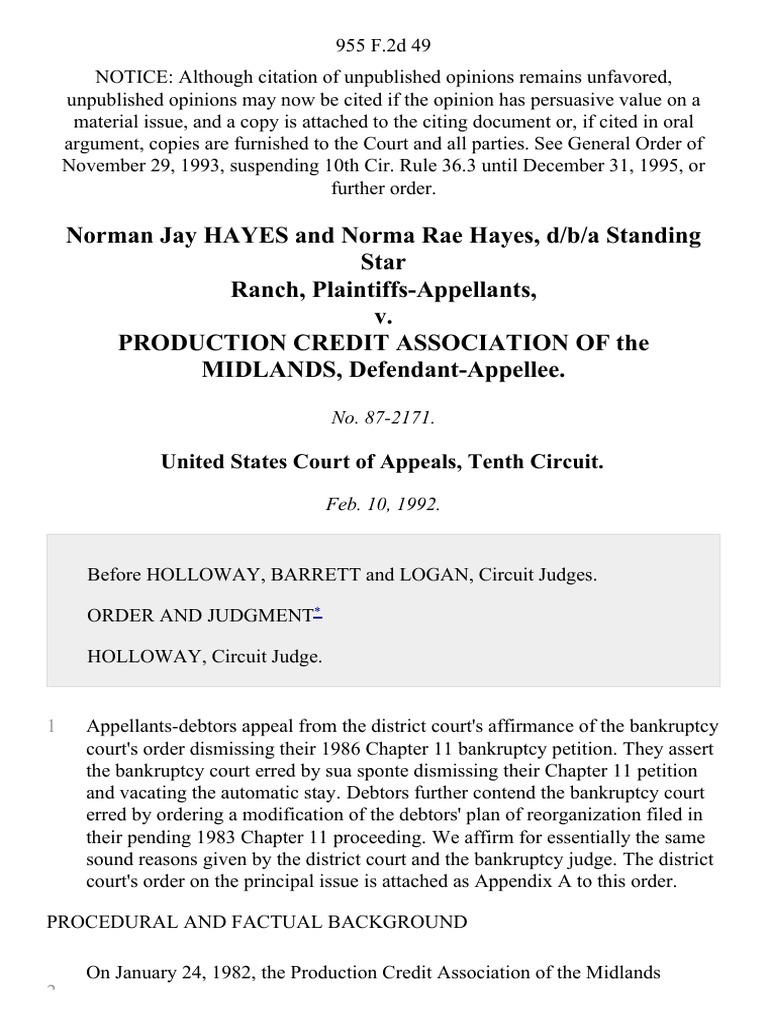 Norman Jay Hayes and Norma Rae Hayes, D/B/A Standing Star Ranch v ...