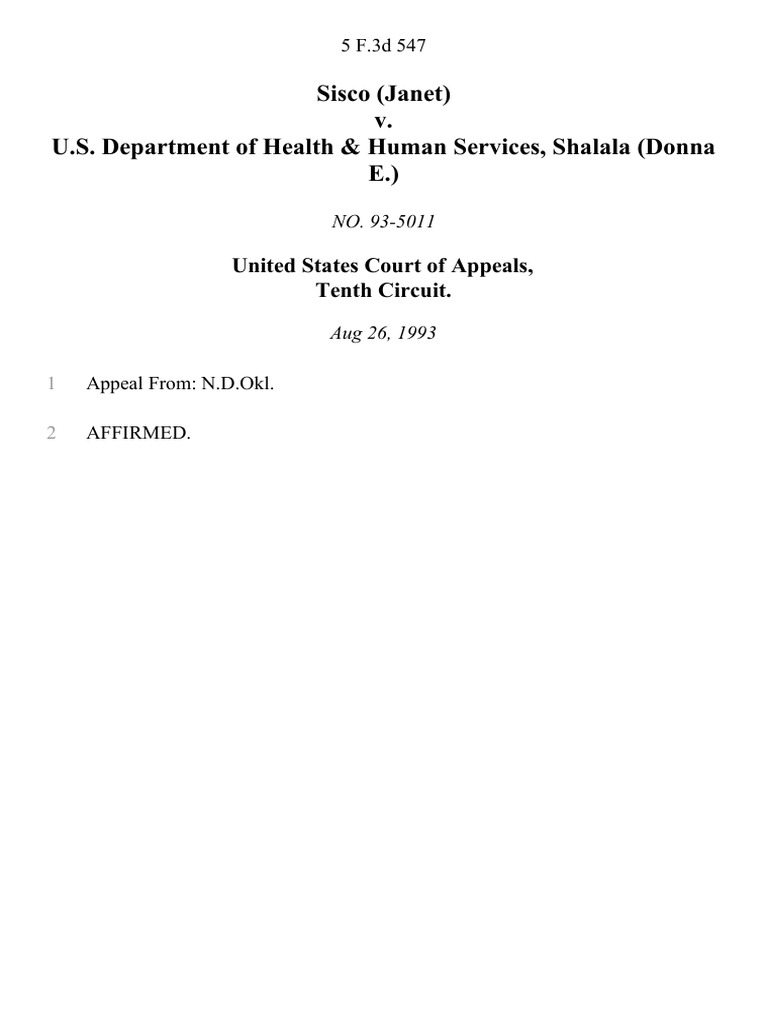 Sisco (Janet) v. U.S. Department of Health & Human Services, Shalala ...