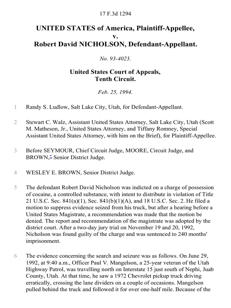 United States v. Robert David Nicholson, 17 F.3d 1294, 10th Cir. (1994 ...