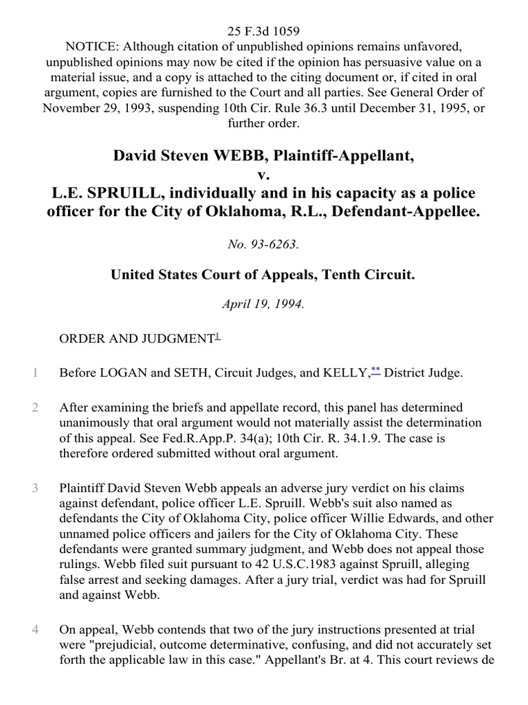 David Steven Webb v. L.E. Spruill, Individually and in His Capacity As ...