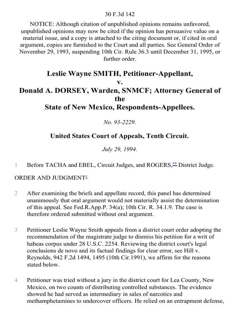 Leslie Wayne Smith v. Donald A. Dorsey, Warden, SNMCF Attorney General ...