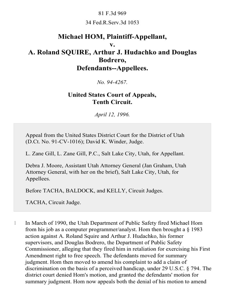 Michael Hom v. A. Roland Squire, Arthur J. Hudachko and Douglas Bodrero ...