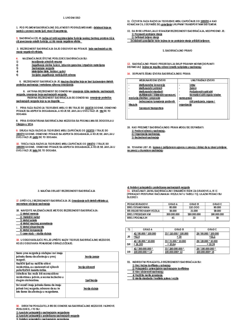 Bezbednost Saobracaja Skripta 2010 | PDF