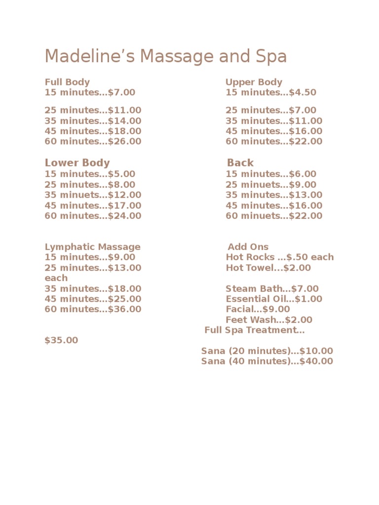 Spa Choices | PDF