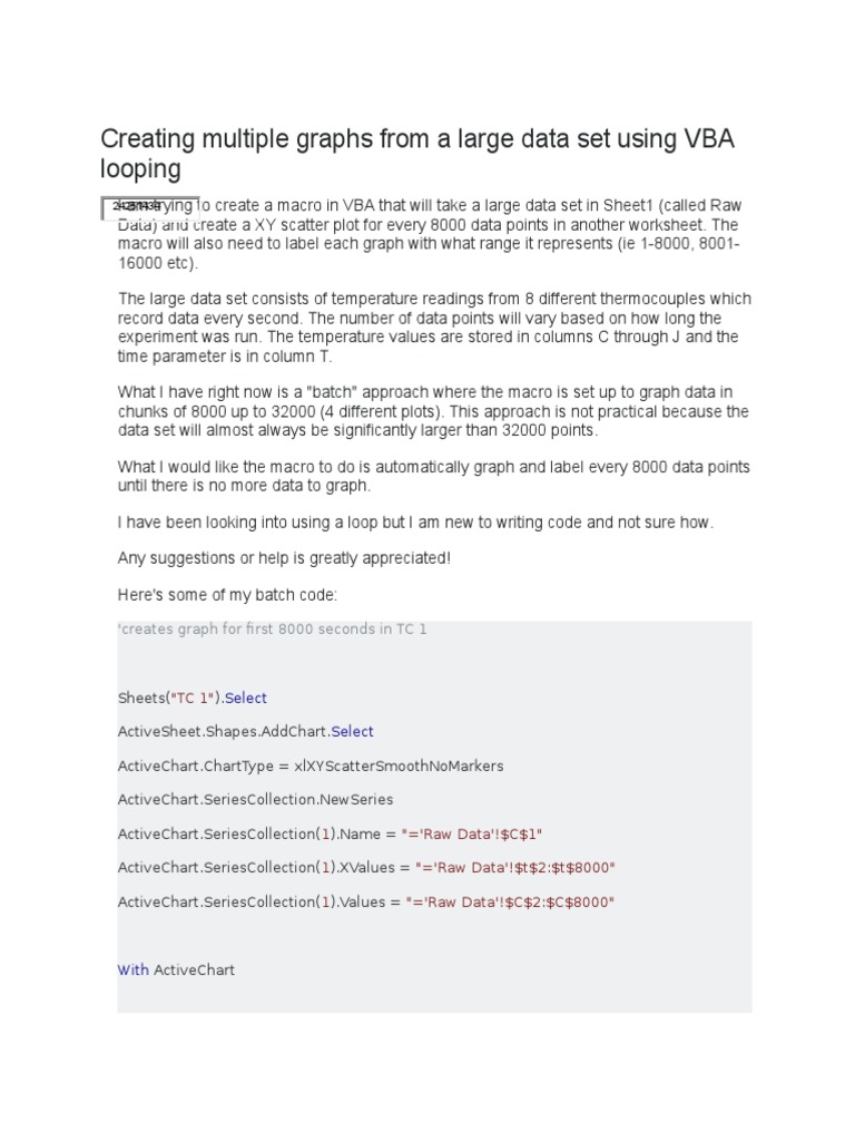Creating Multiple Graphs From A Large Data Set Using Vba Looping Pdf Cartesian Coordinate