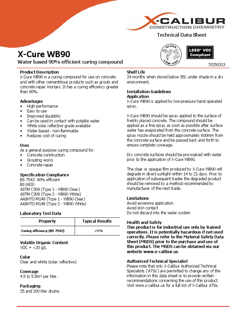 X-Cure WB90 PDF | PDF | Concrete | Nature