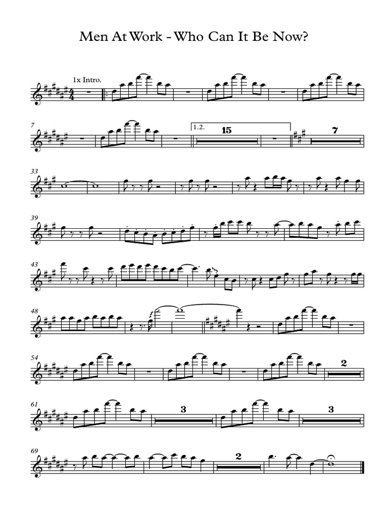 Men at Work Who Can It Be Now_1 - Partitura Completa