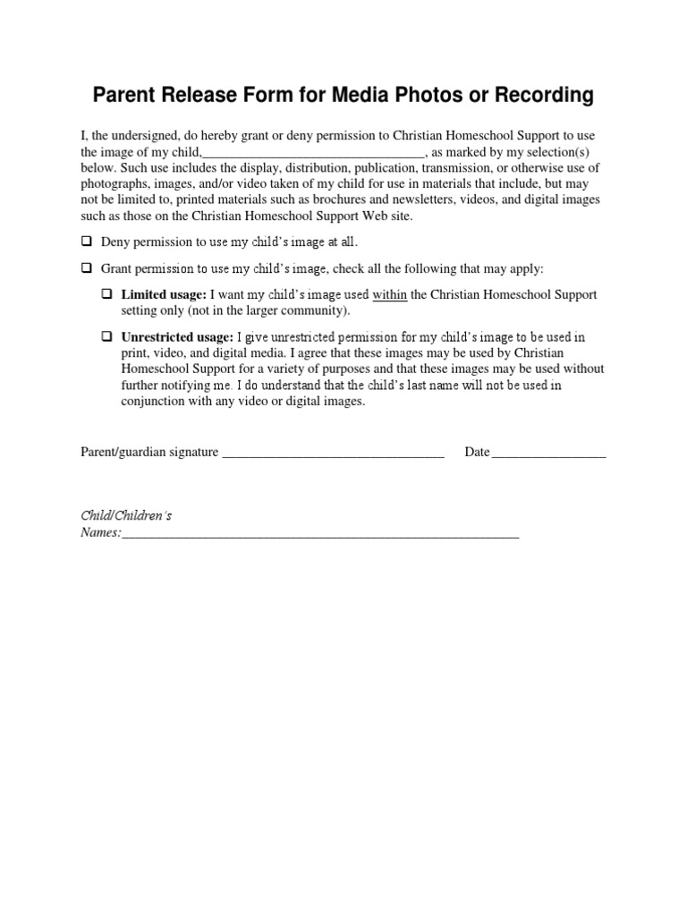 Chs-Parent Release Form For Media | PDF | Social Science | Lifestyle