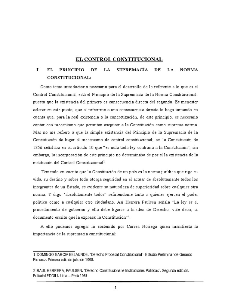 Control Constitucional | PDF | Jurisdicción | Constitución