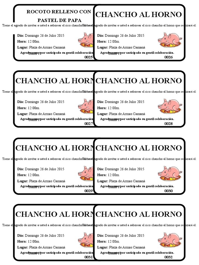 Tarjeta Pollada | PDF