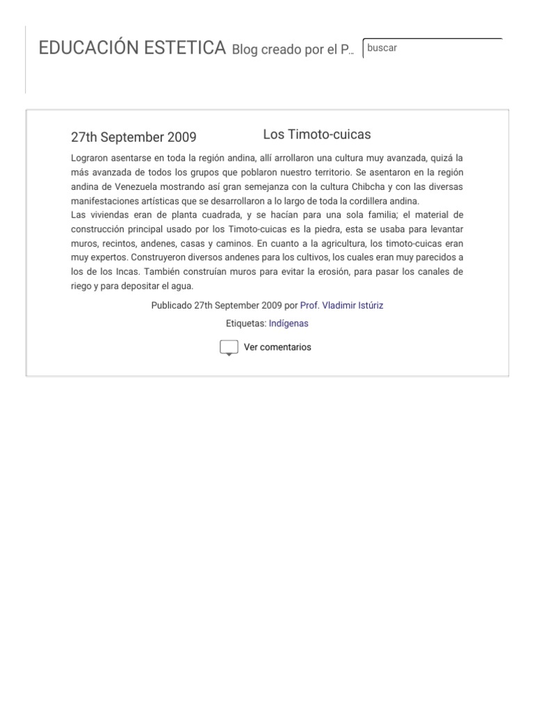 Cultura y Arquitectura Timoto-Cuica | PDF | Ciencias sociales | Arte