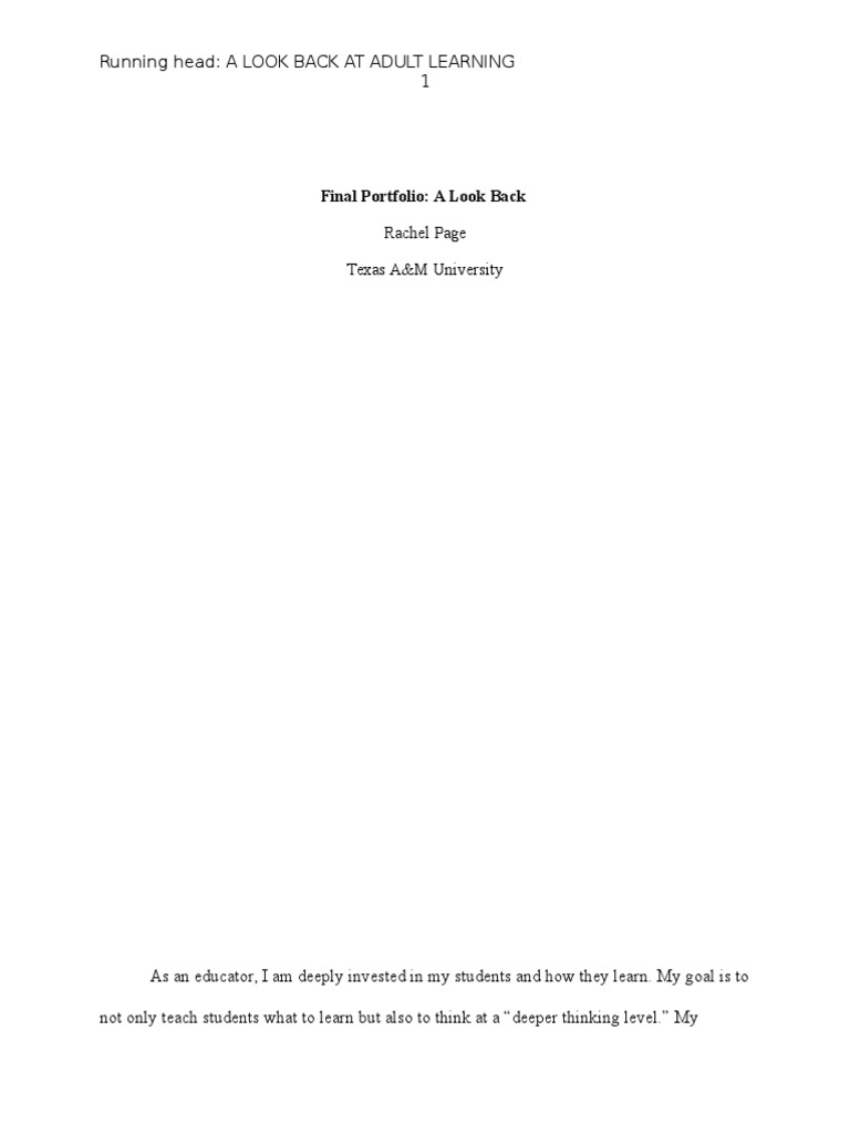 Final Draft - Portfolio | PDF | Learning | Teachers