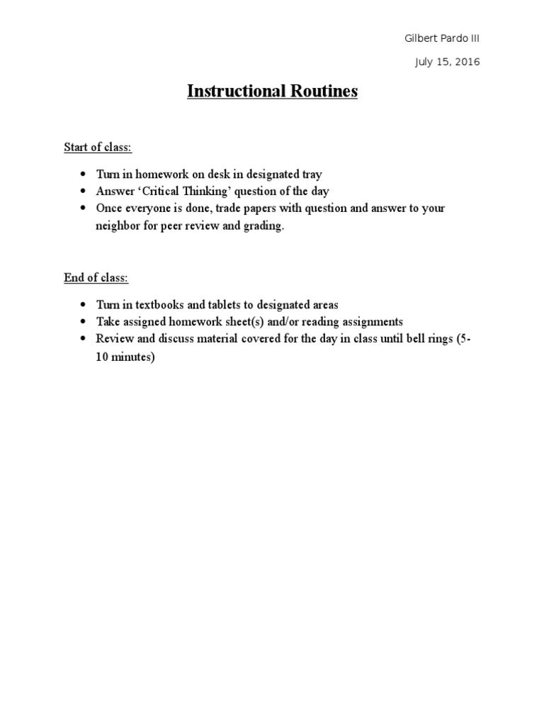 Instructional Routines | PDF