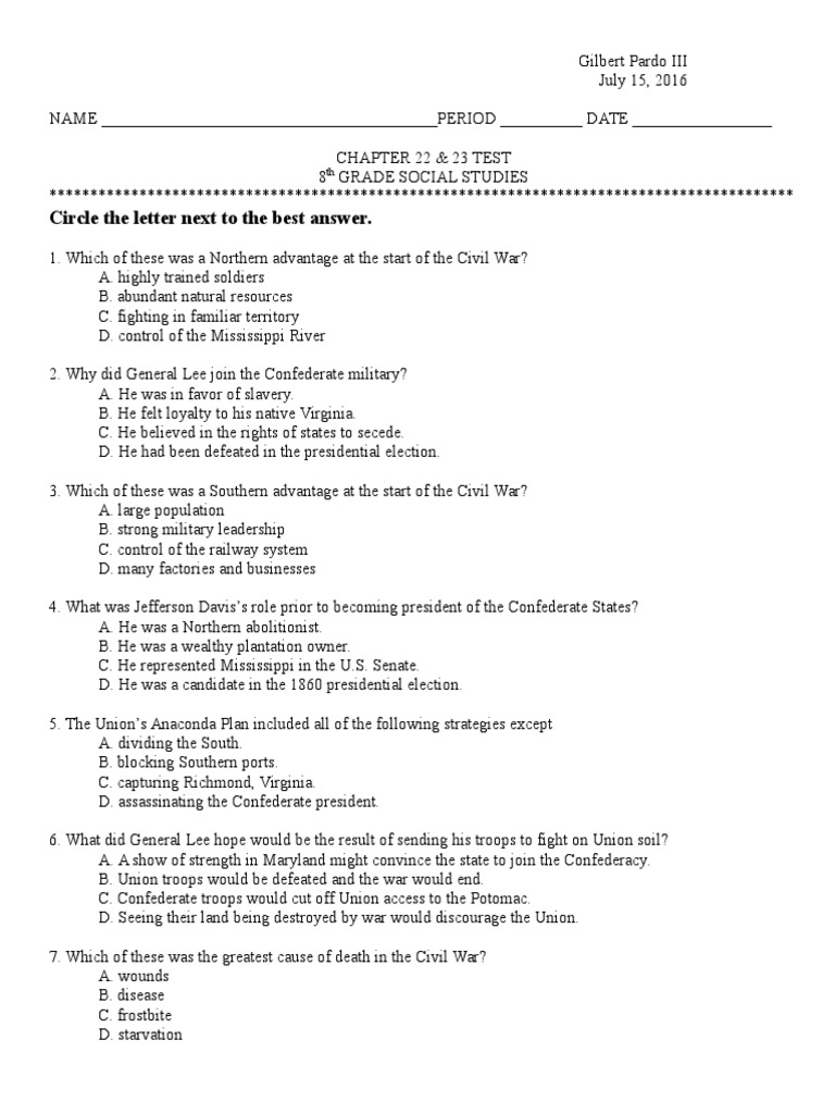 Summative Assessment | PDF | Confederate States Of America | American ...