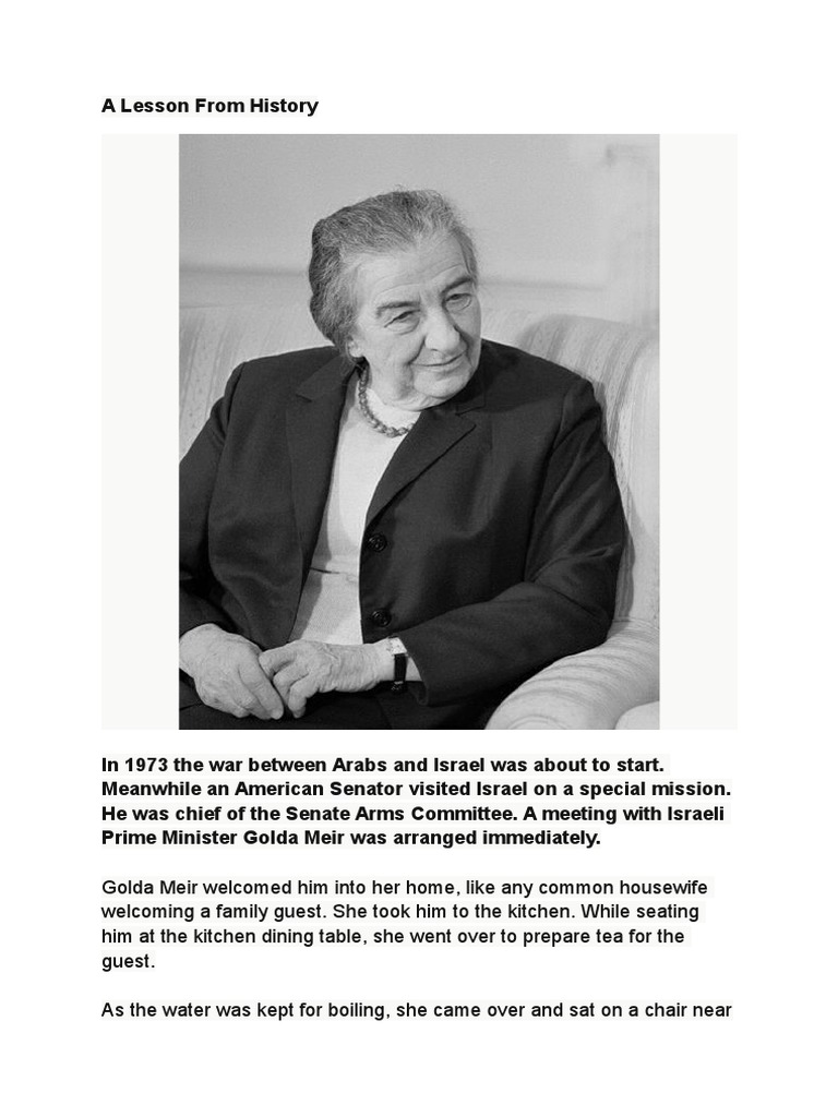 Golda Meir-A Lesson From History-Must Read | PDF | Israel | World Politics