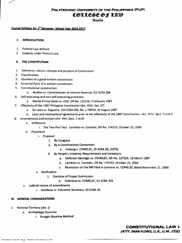 Political Law - Syllabus | PDF