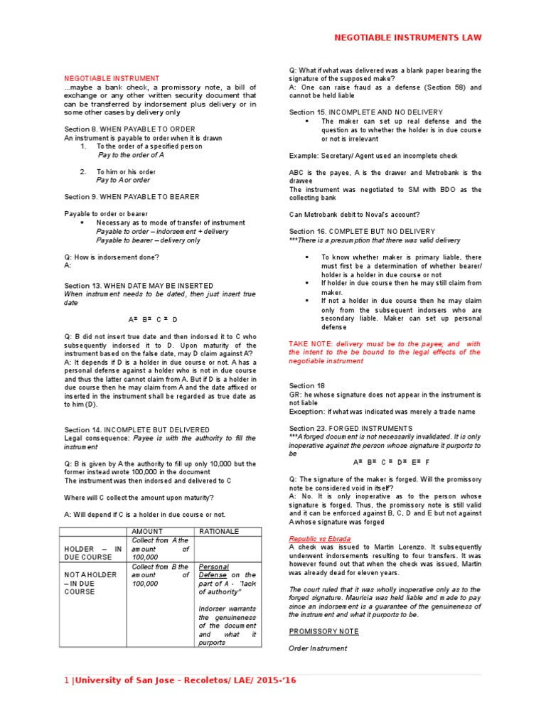 Negotiable Instruments | PDF | Negotiable Instrument | Assignment (Law)