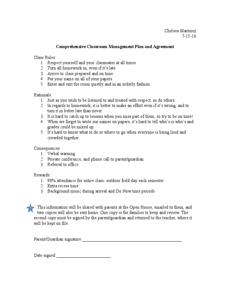 Comprehensive Classroom Management Plan | PDF
