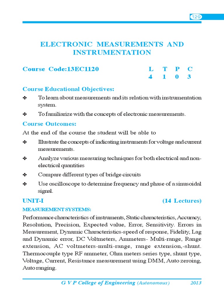 Electronic Measuremnts and Instrumentation PDF | PDF | Measuring ...