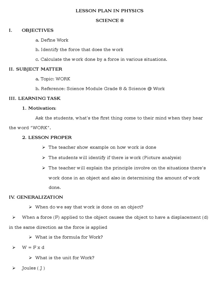 Lesson Plan in Physics | PDF