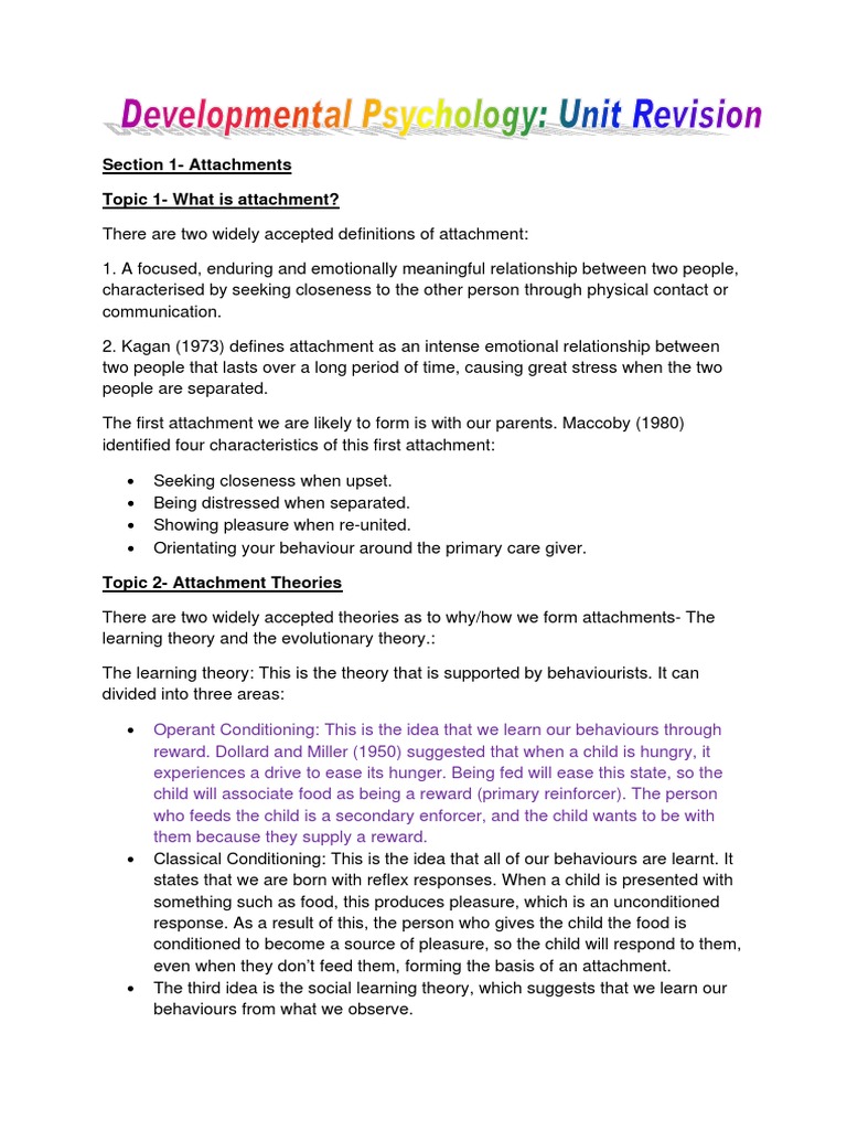 Developmental Psychology | PDF | Attachment Theory | Preschool