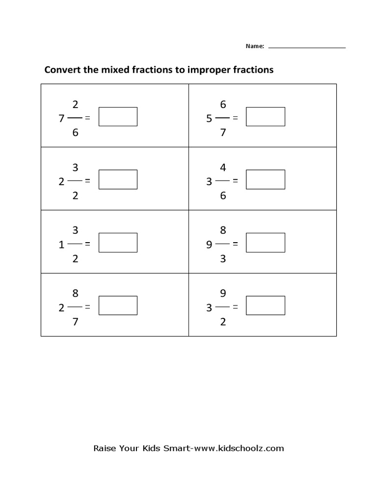 Convert Mixed to Improper Fractions | PDF | Games & Activities