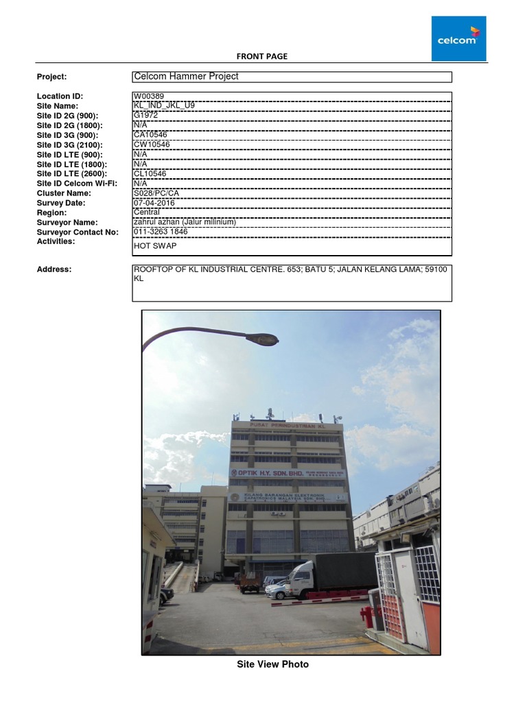 W00389 KL - IND - JKL v2.0 - Celcom Hammer Site REV. A1 | PDF
