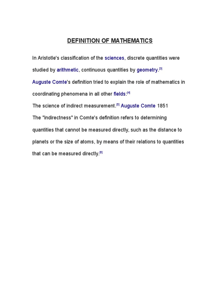 Definition of Mathematics | PDF | Teaching Methods & Materials