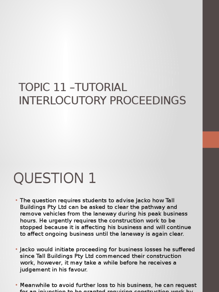 Interlocutory Proceedings Guide | PDF | Injunction | Civil Law (Common Law)